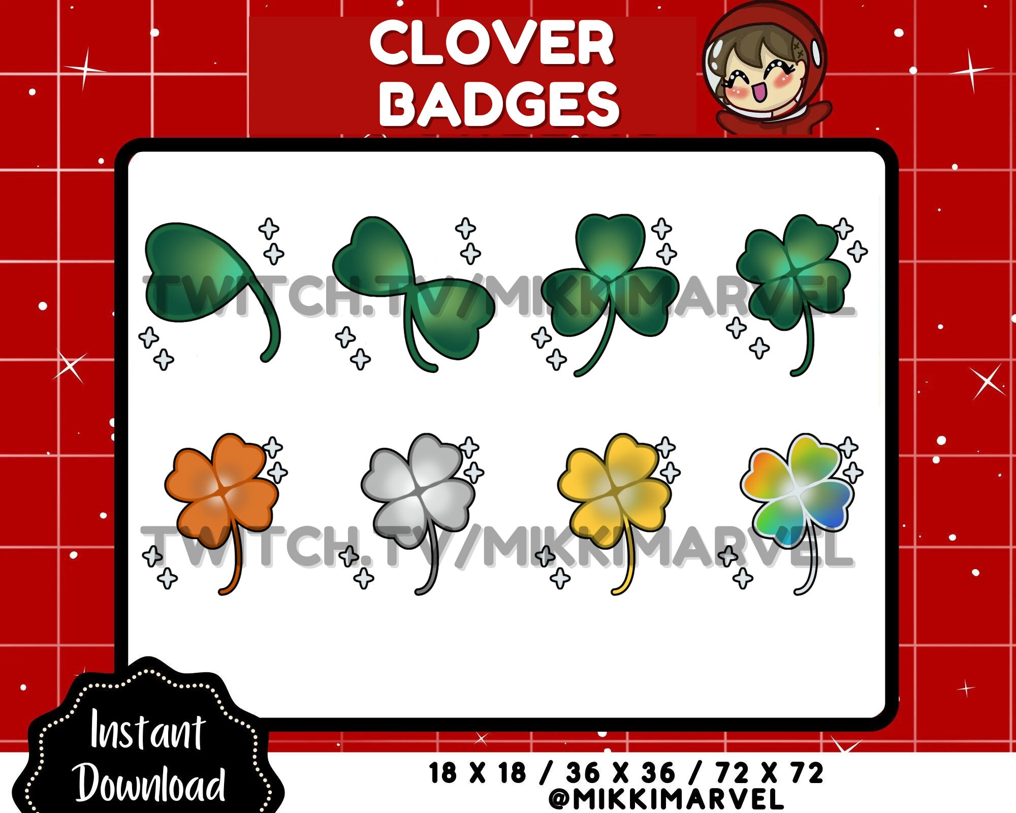 Clover Sub & Bit Badges for Twitch Streamers - Etsy