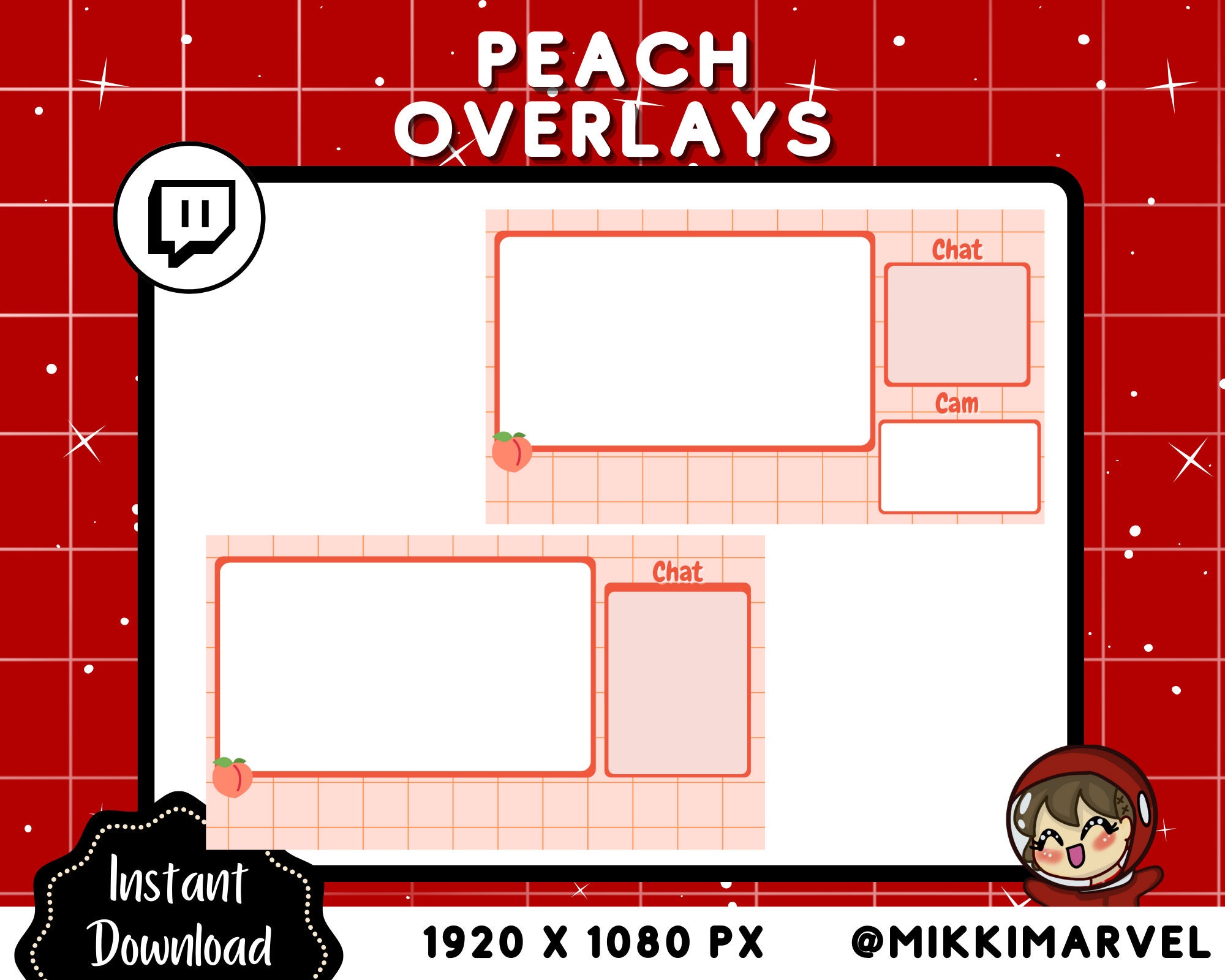 Peach-y Keen Stream Overlay Package | Twitch and Youtube - Etsy