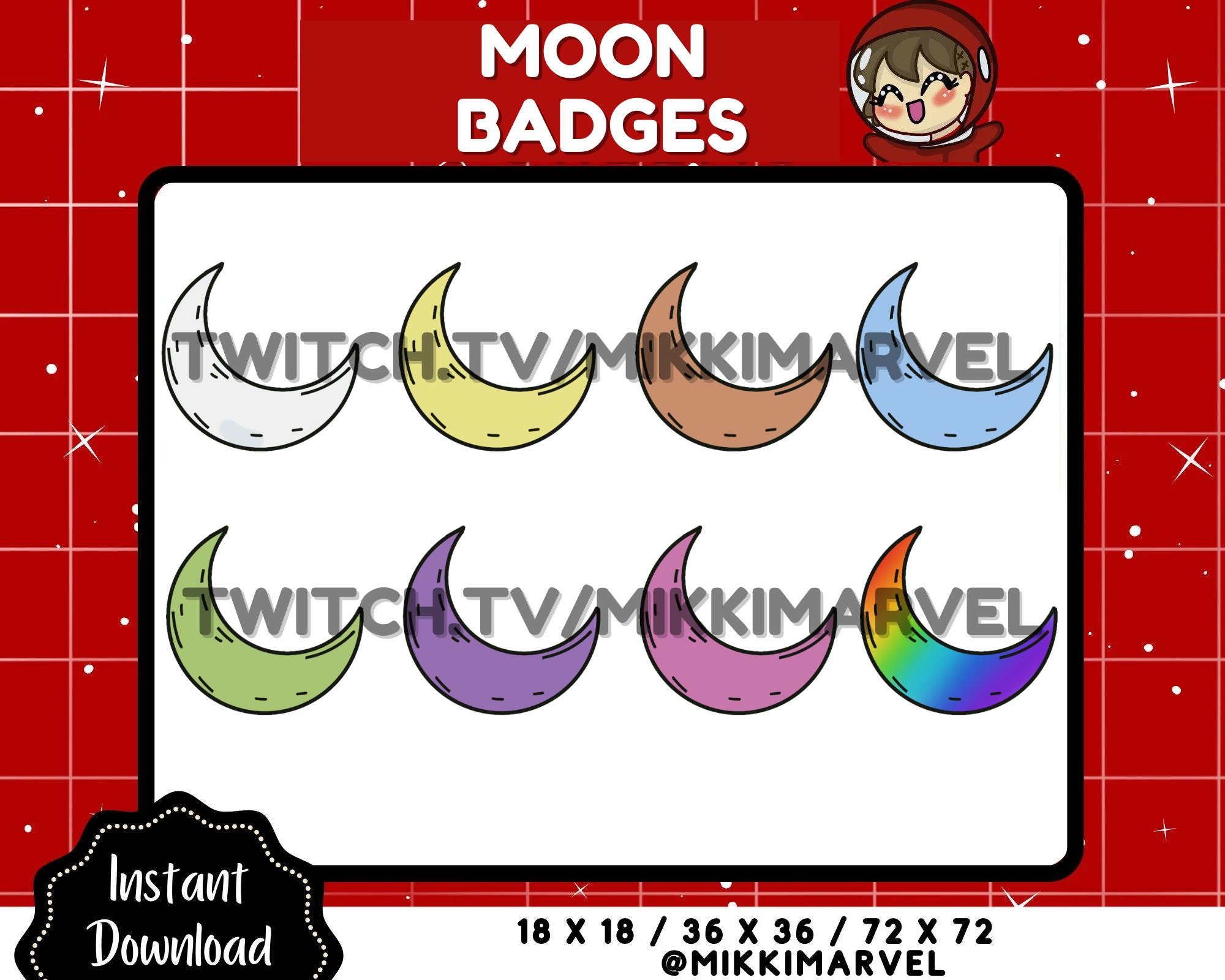 Moon Sub & Bit Badges for Twitch Streamers - Etsy