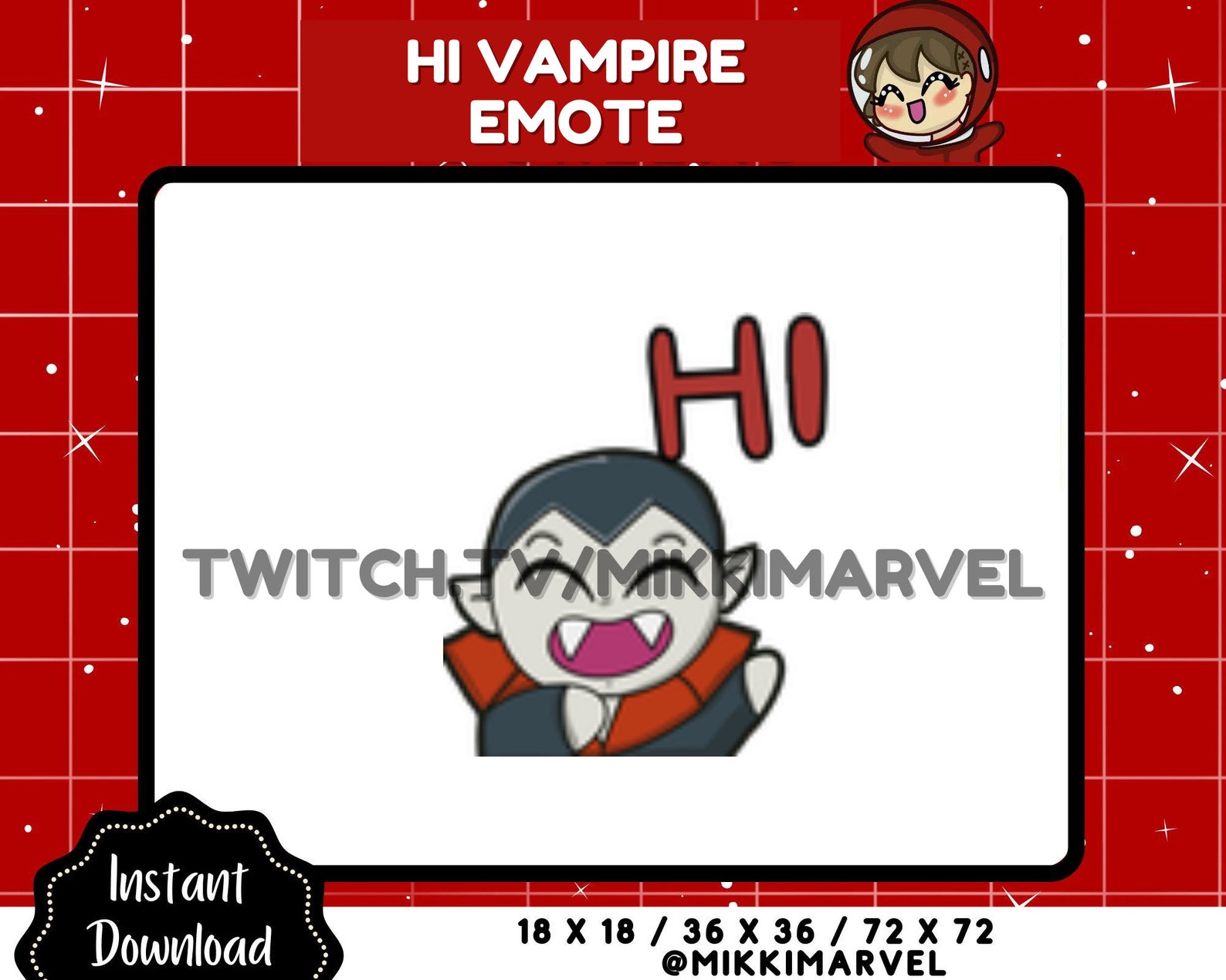 Hi Dracula Vampire Emote for Halloween Twitch Streamers - Etsy