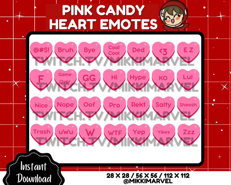 Pink Candy Heart Valentines Emote - Etsy