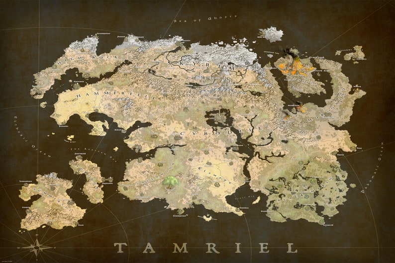 Tamriel Map From the Elder Scrolls Digital Download - Etsy