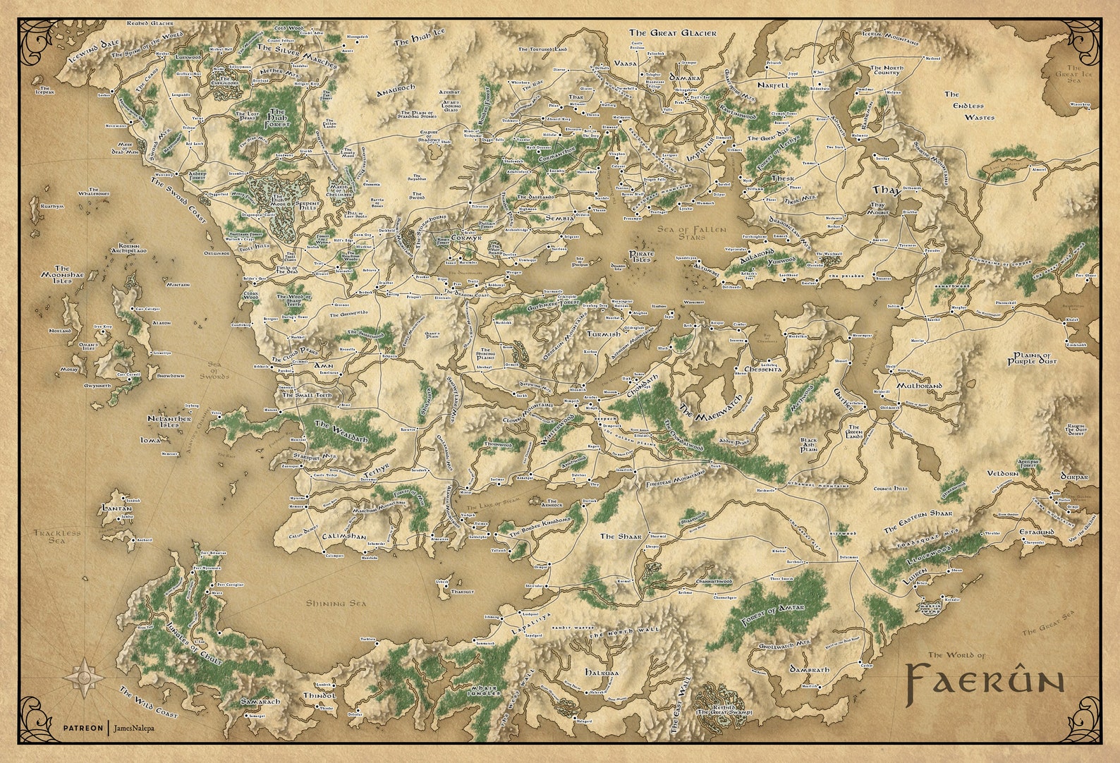 Parchment Version of Faerun Map From Forgotten Realms Poster - Etsy Canada