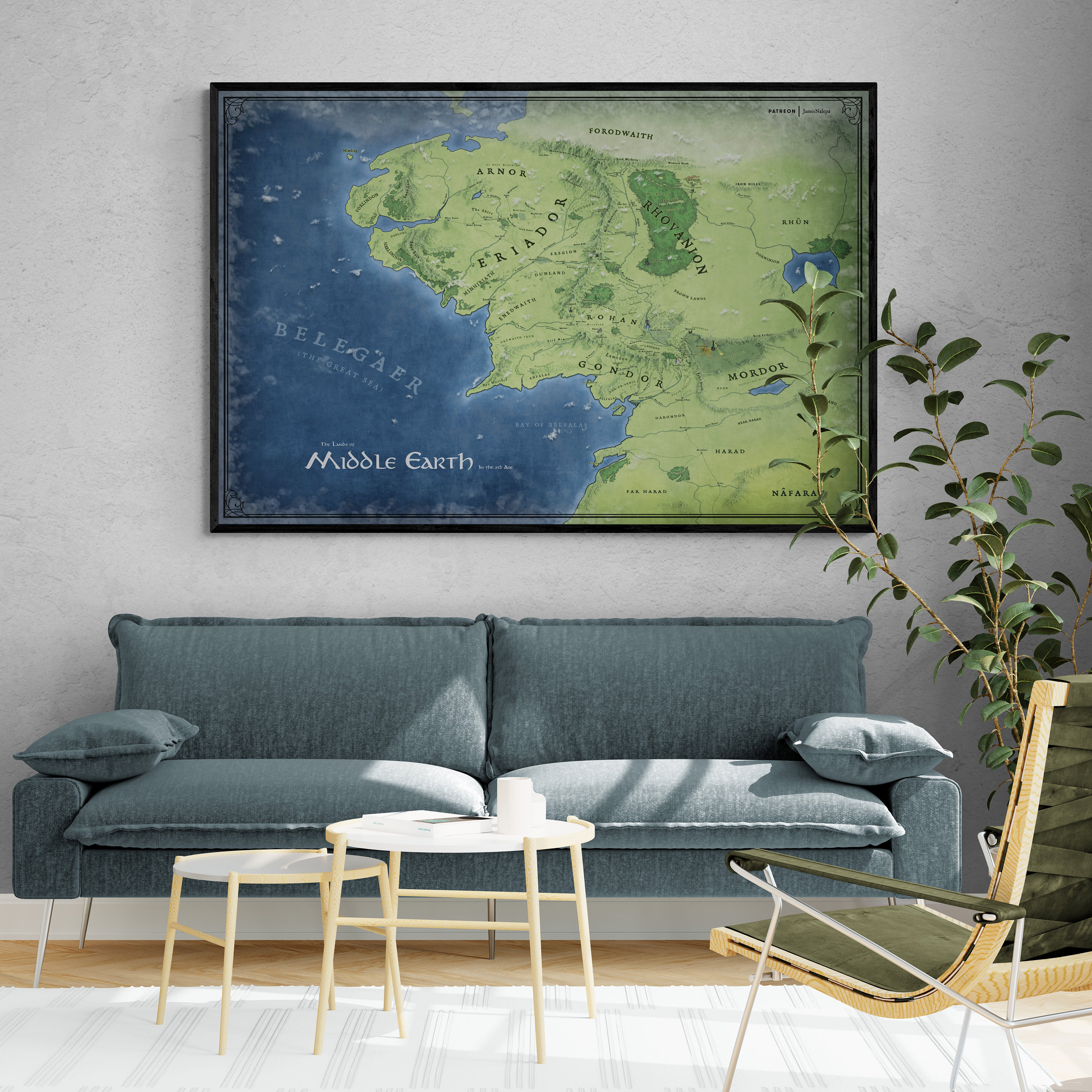 Middle Earth Third Age Full Color Map Poster Game Room Decor - Etsy