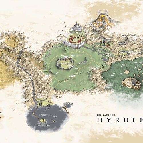 Ocarina of Time Hyrule Map Poster | Etsy