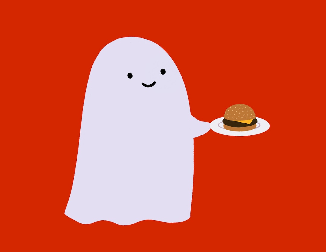 Burger Ghost Art Print | Humphrey the Ghost | Cute Ghost | Cheeseburger ...
