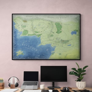 Middle Earth and Beleriand Full Color Map Poster | Game Room Decor ...