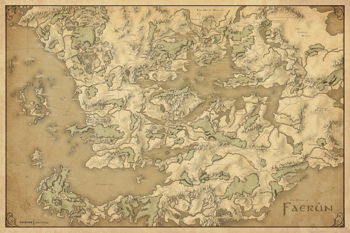 Mapa de Faerun de Forgotten Realms Descarga digital - Etsy México