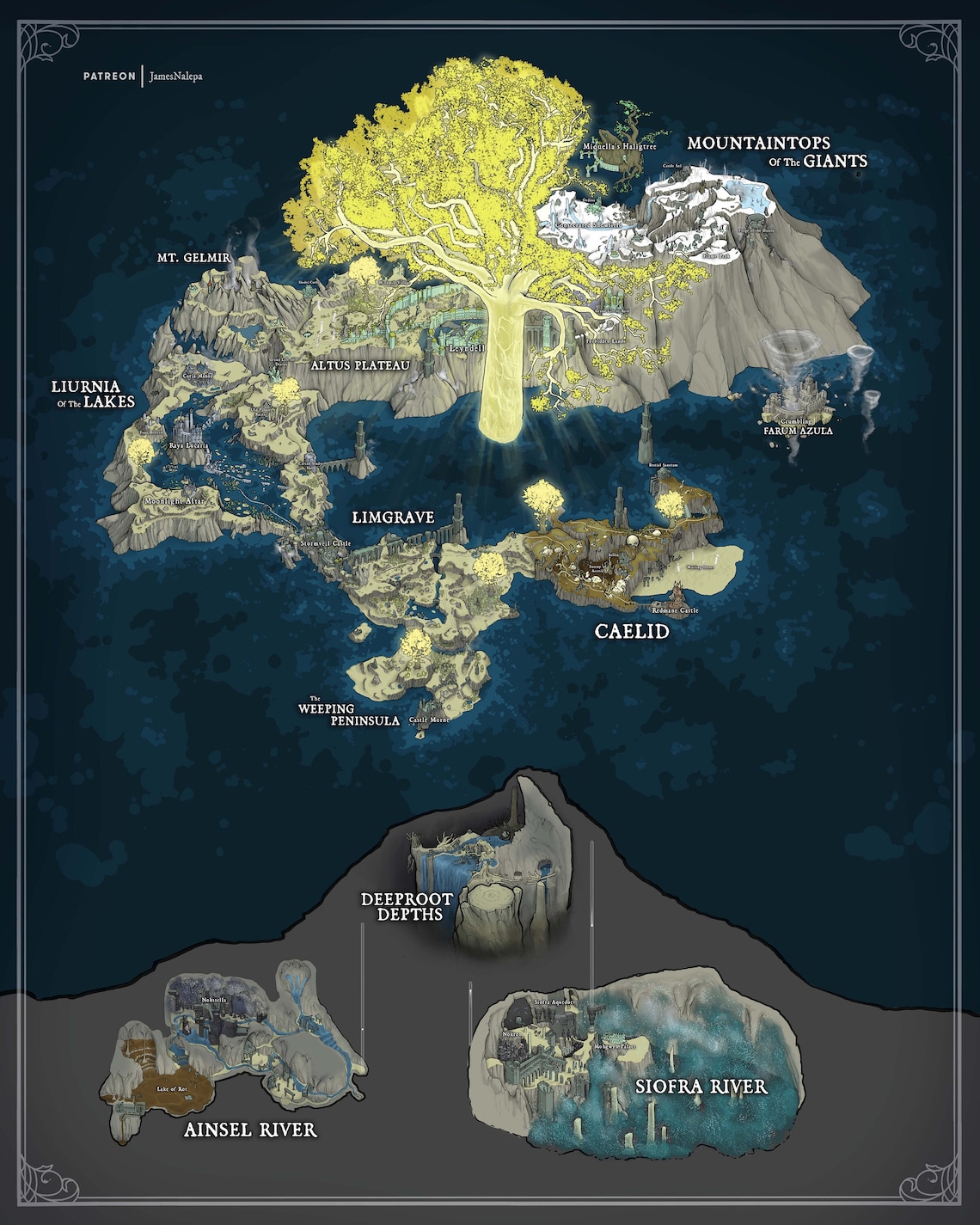 Elden Ring World Map the Lands Between - Etsy Australia