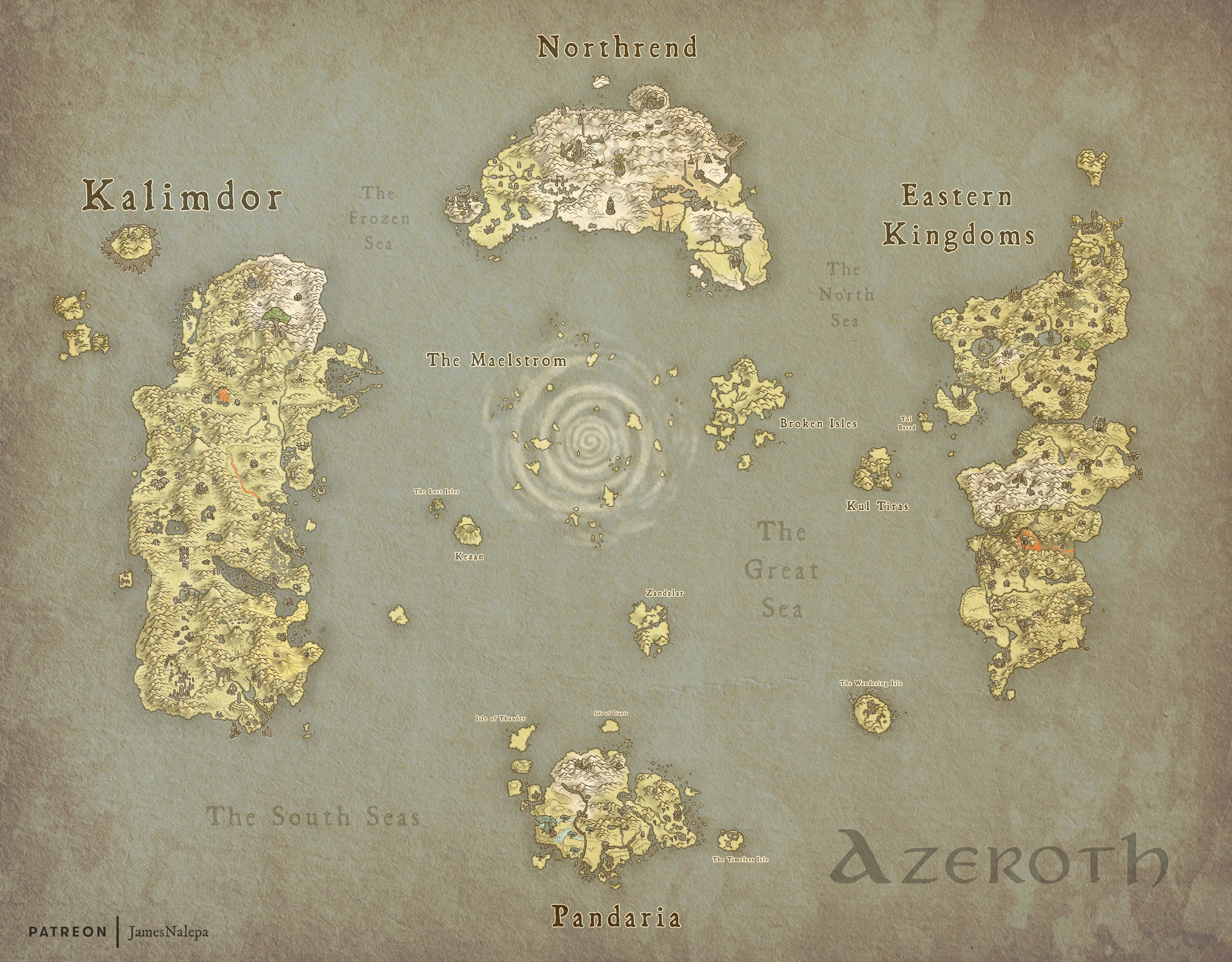Mapa de Azeroth del póster de World of Warcraft - Etsy México