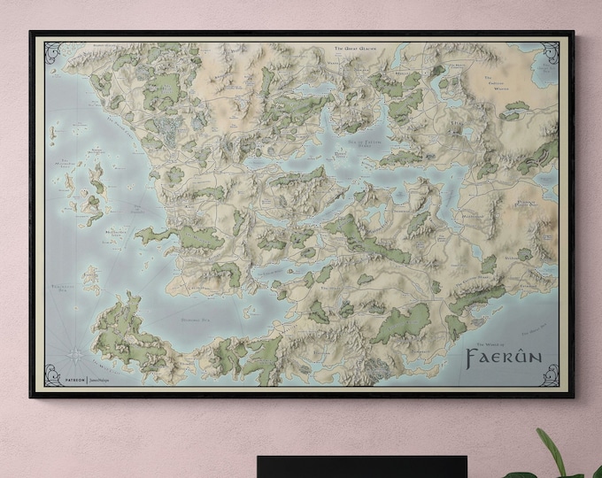 Parchment Version of Faerun Map From Forgotten Realms Poster - Etsy