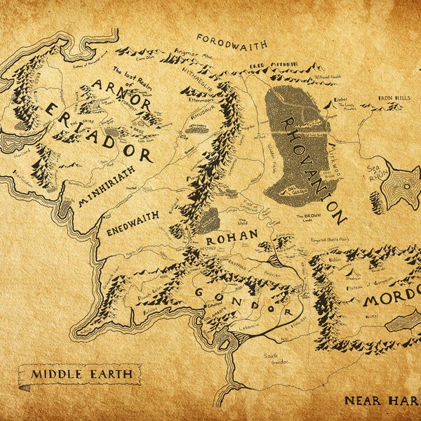 World Map of Middle Earth - Etsy
