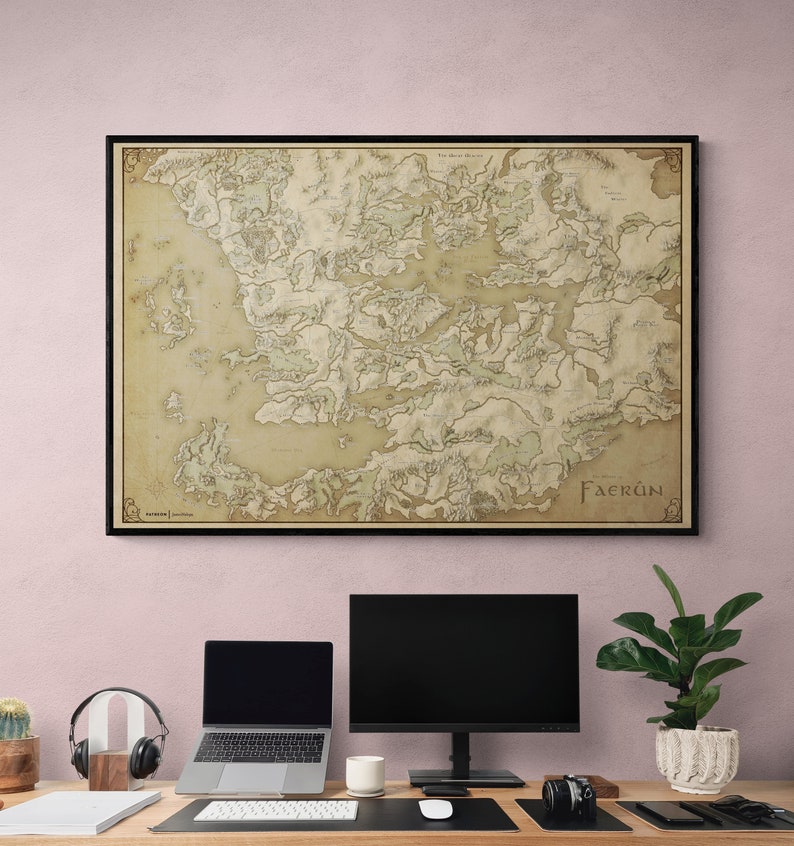 Parchment Version of Faerun Map From Forgotten Realms Poster - Etsy