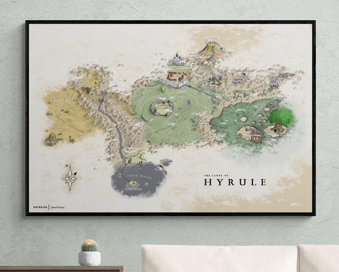 Ocarina of Time Hyrule Map Poster - Etsy