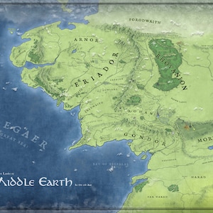 Middle Earth Third Age Full Color Map Poster | Game Room Decor ...