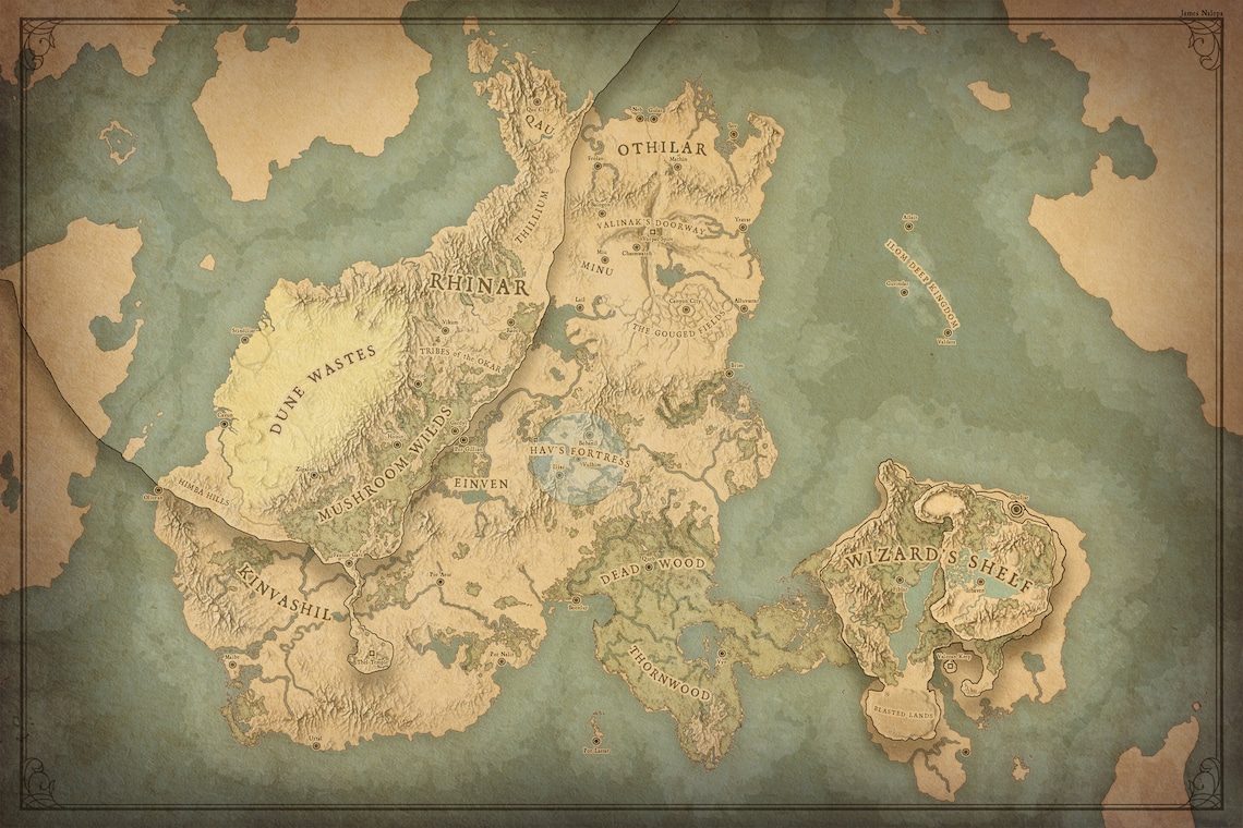 Parchment Style Scabarel Continent Map From the (Instant Download) - Etsy