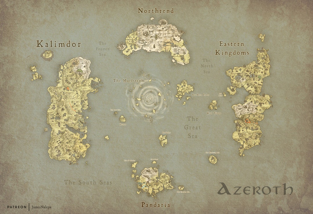 Azeroth Map From World of Warcraft Digital Download - Etsy