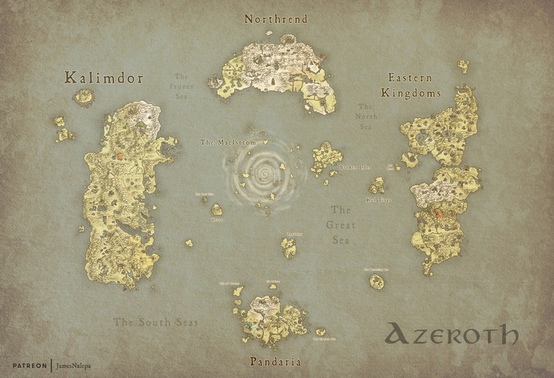 Azeroth Map From World of Warcraft Digital Download - Etsy