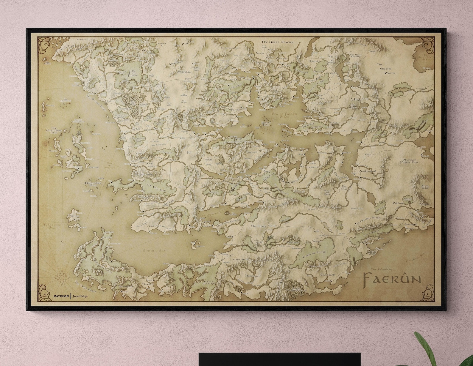 Parchment Version of Faerun Map From Forgotten Realms Poster - Etsy