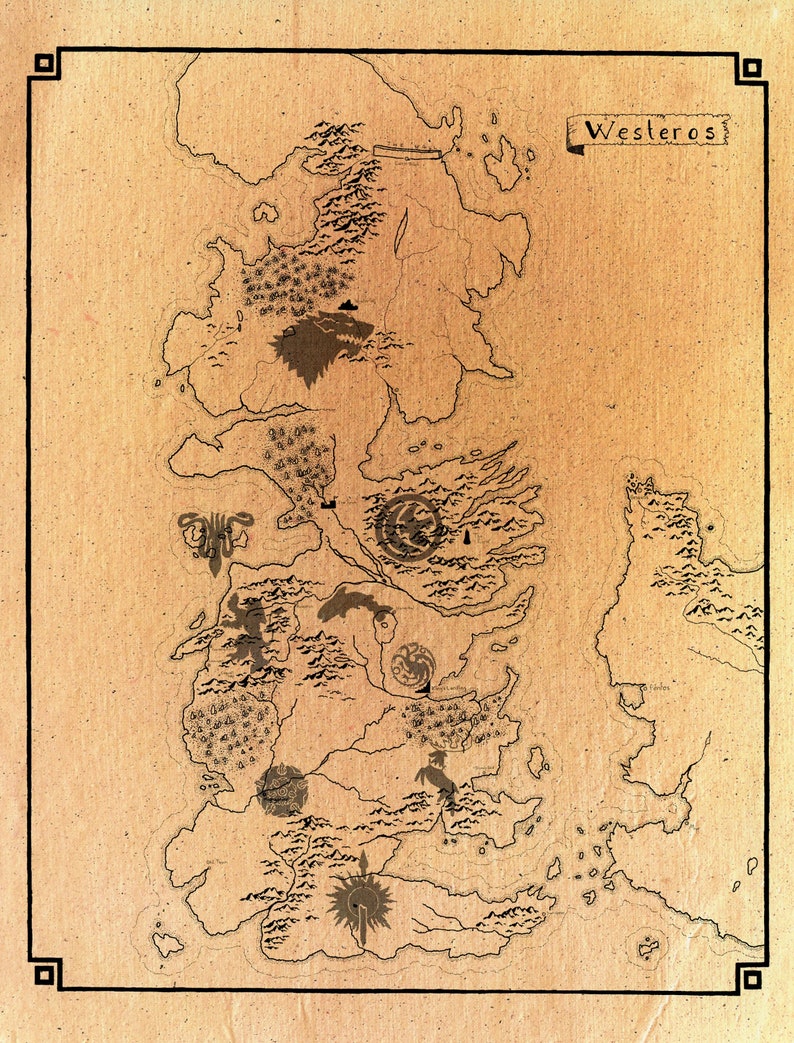 Westeros Map | Wall Art | Fantasy Map | Digital Art Print - Etsy