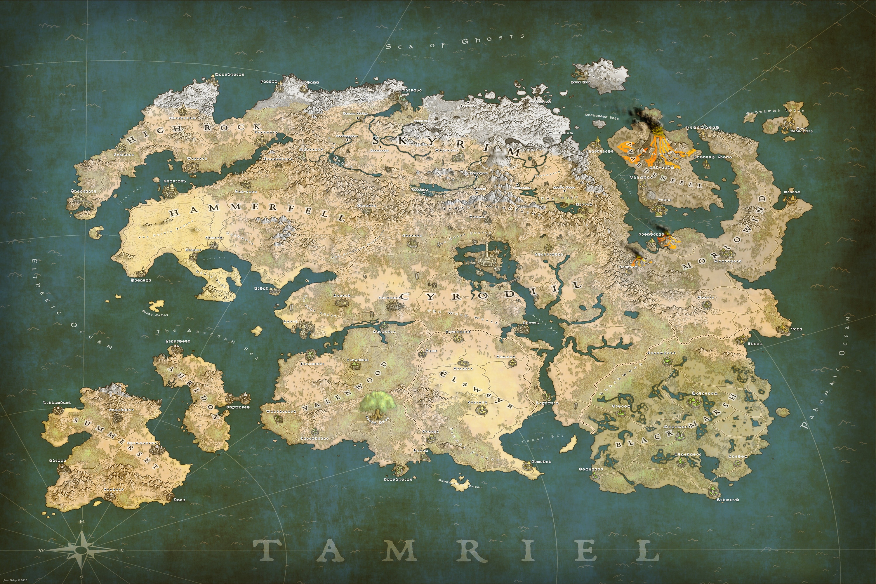 Tamriel Map From the Elder Scrolls Digital Download - Etsy