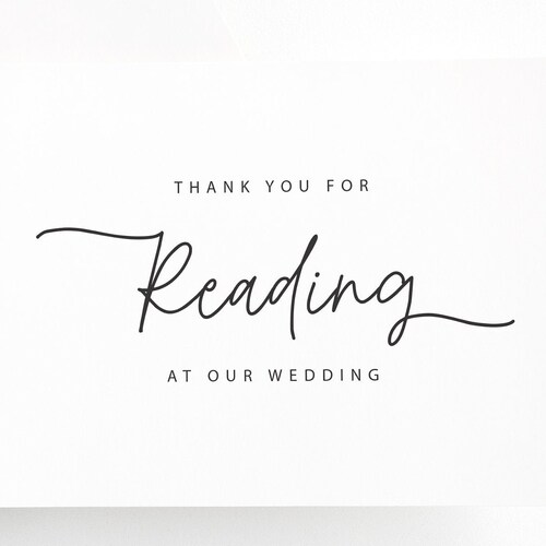 Wedding Reader Thank You Card Thank You for Being Our Reader - Etsy