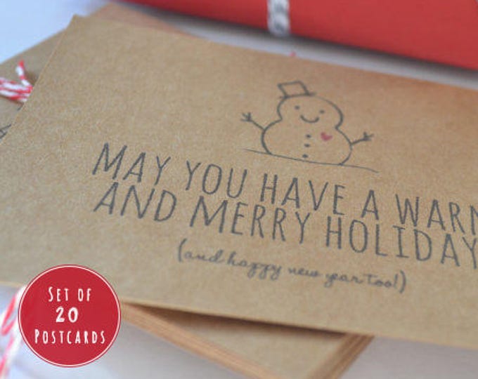 HOLIDAY POSTCARDS set of 20 Snowman Postcards Holiday - Etsy