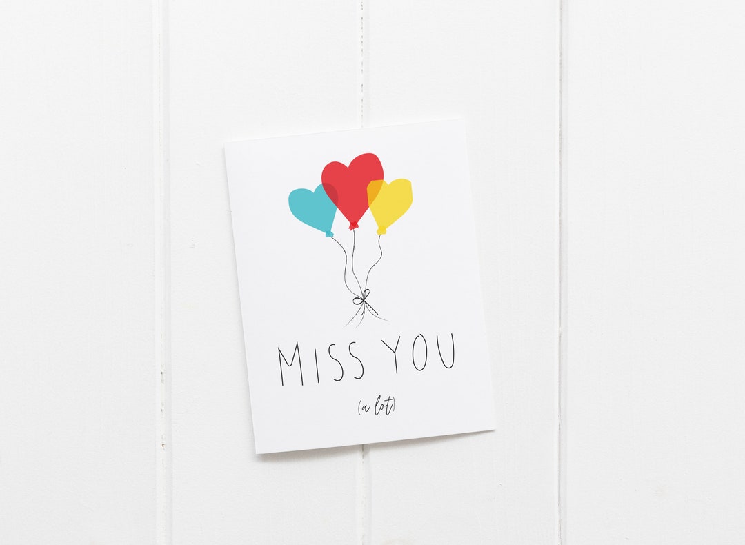 Heart Balloon Miss You Card, Cute Miss You Card for Family, Long ...