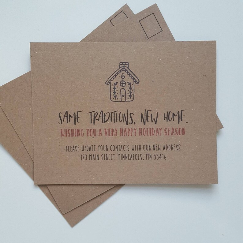 HOLIDAY POSTCARD SET of 20 Holiday Moving Announcement | Etsy