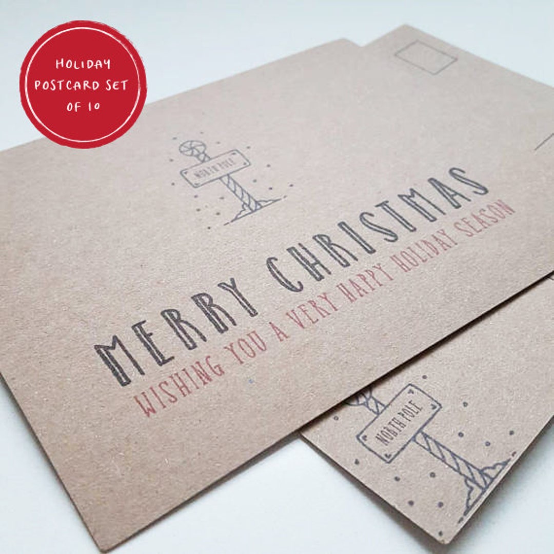 HOLIDAY POSTCARD SET of 10 - Merry Christmas Wishing You a Very Happy ...