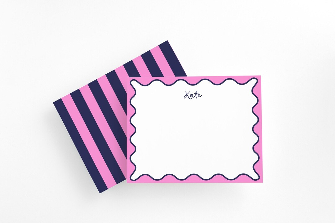 Personalized Pink Scalloped Border Stationery Set, Preppy Girls ...