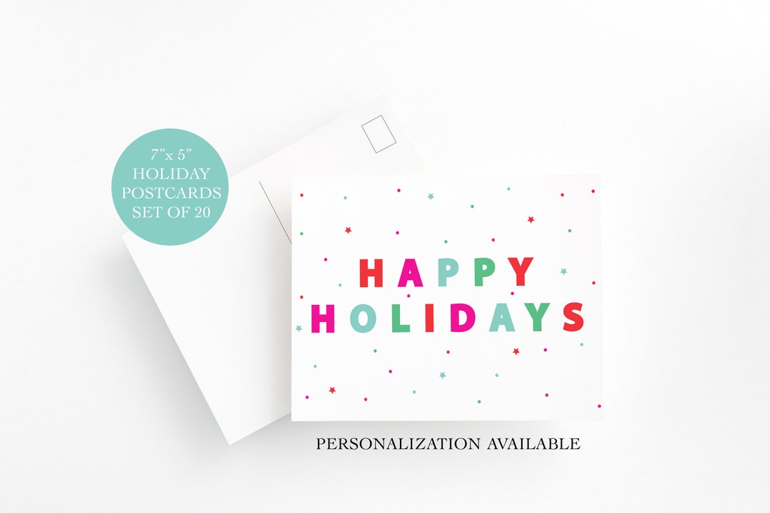Happy Holidays Postcard Set, Christmas Postcard, Christmas Cards ...