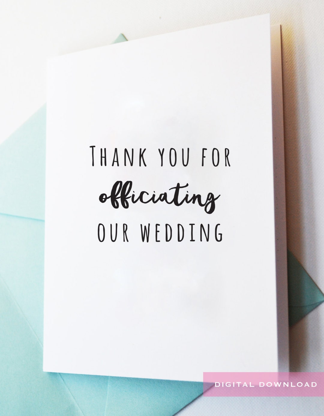 Printable Card for Wedding Officiant, PDF, Digital Card, Thank You for ...