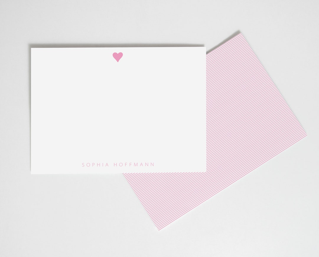 Personalized Heart Stationery Set, Custom Thank You Notes, Heart Thank ...