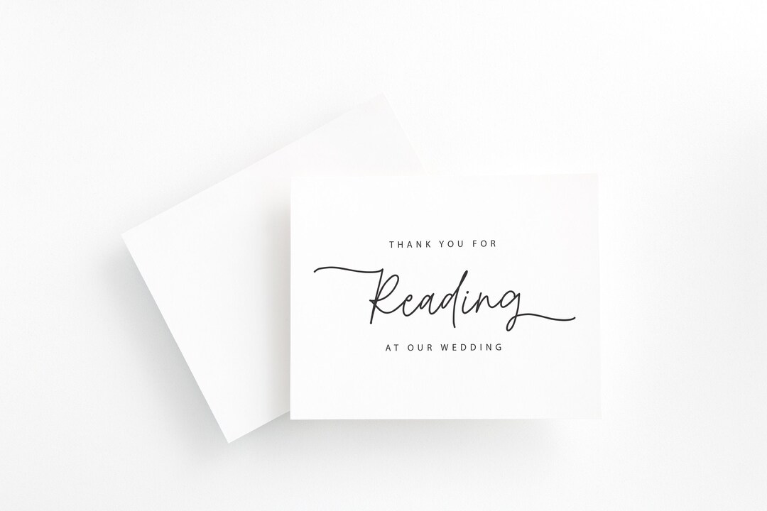 Wedding Reader Thank You Card, Thank You for Being Our Reader Card ...