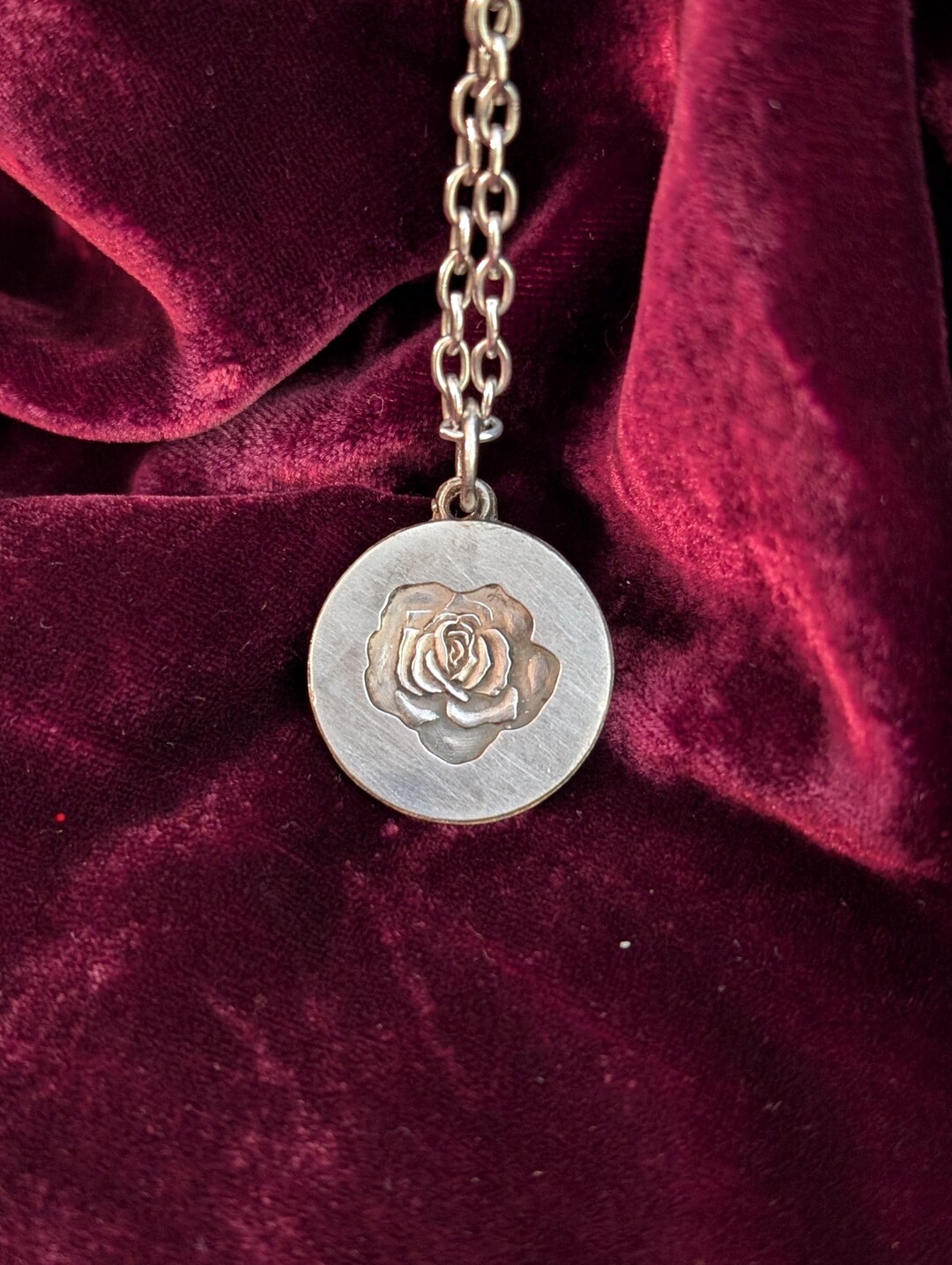 999 Fine Silver Concave Rose Coin Necklace - Etsy