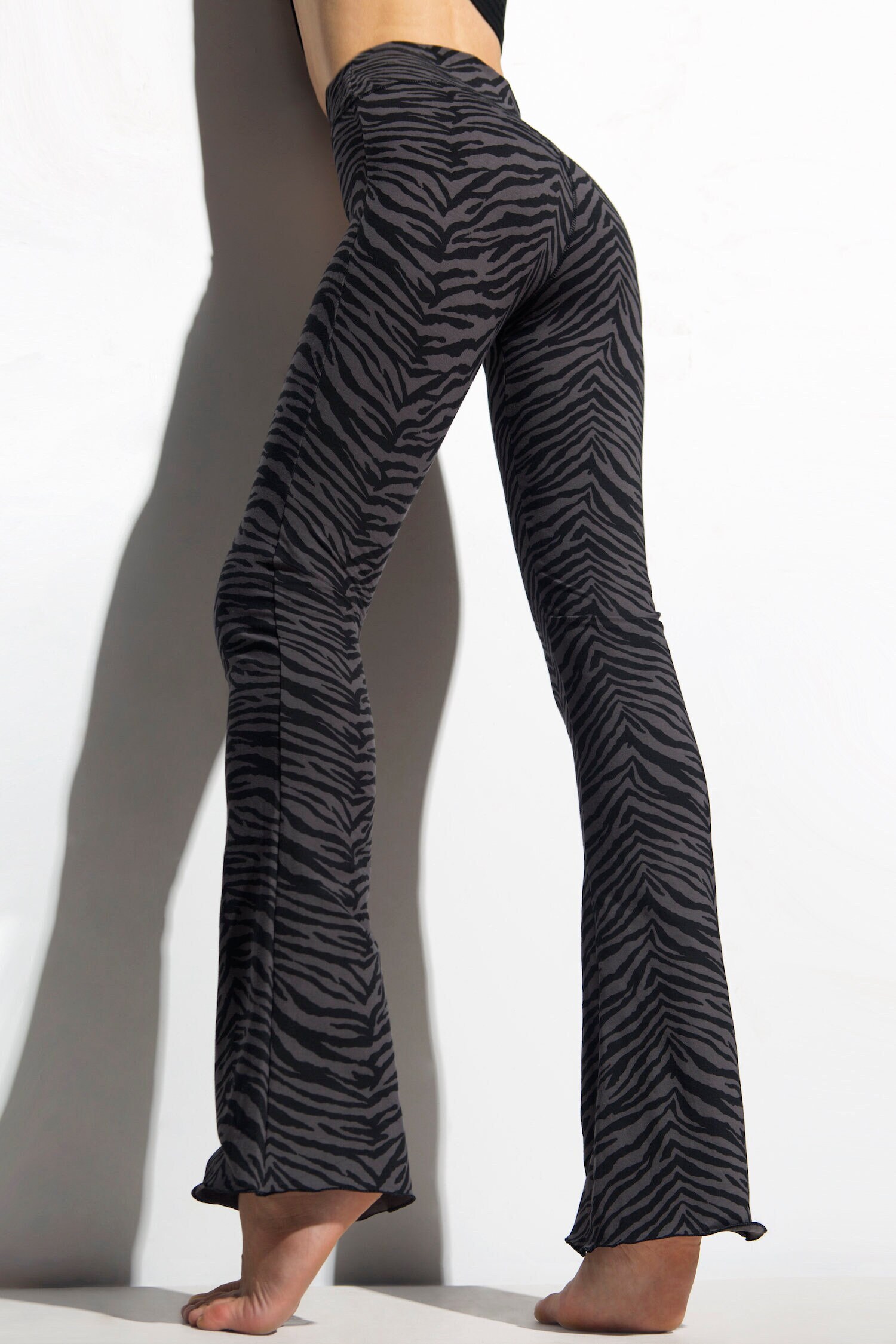 Flares Zebra Black Bootleg Leggings High Waist Yoga Wear Dance Wear ...