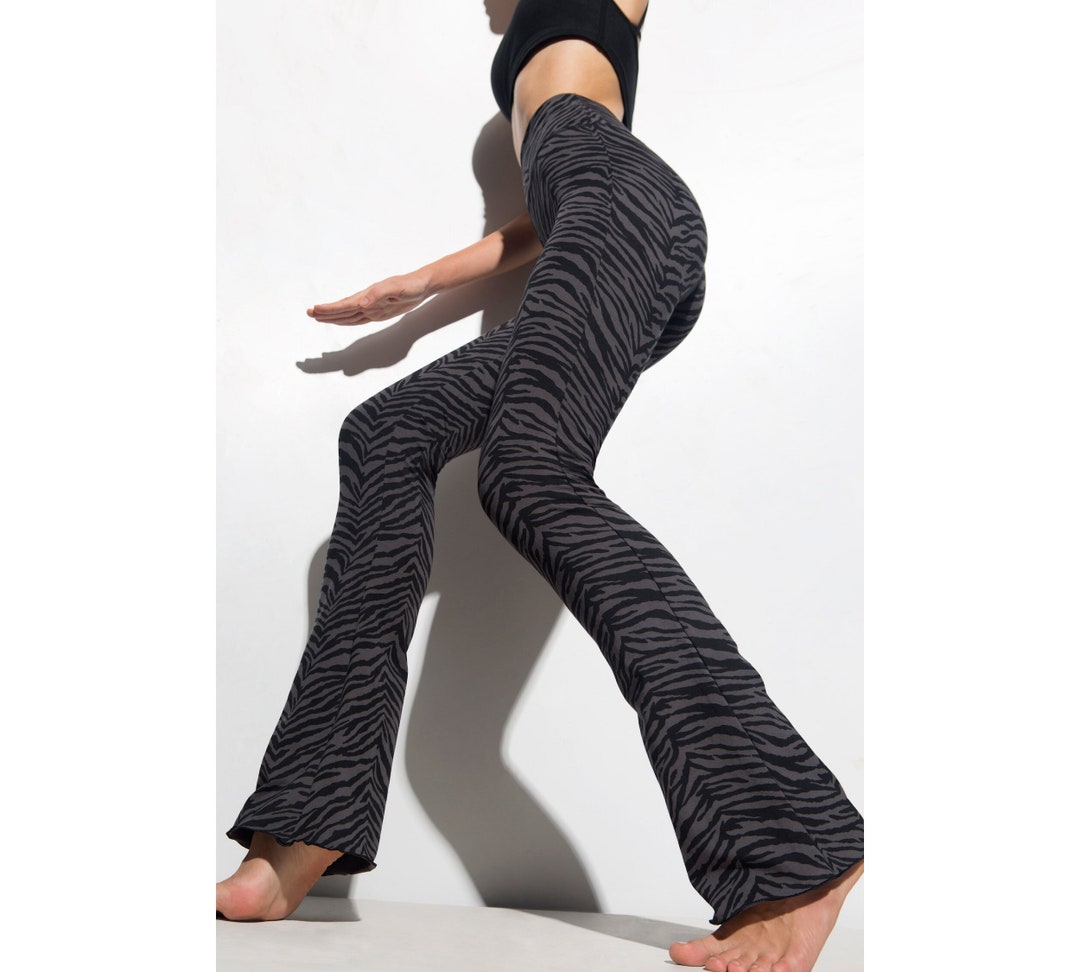 Flares Zebra Black Bootleg Leggings High Waist Yoga Wear Dance Wear ...