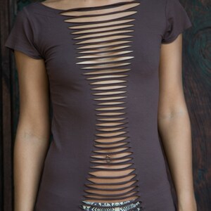 Cut Back Top - Wide Neck Top - Brown - Yoga Top - Soft High Quality ...