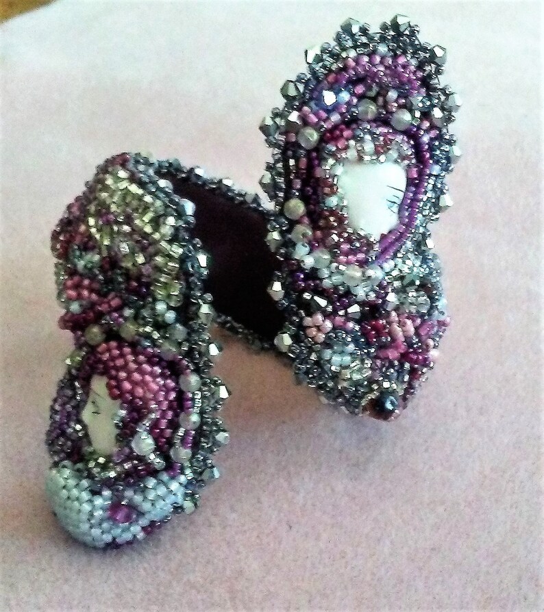 Lady in Red Wrapped Bead Embroidered Cuff - Etsy