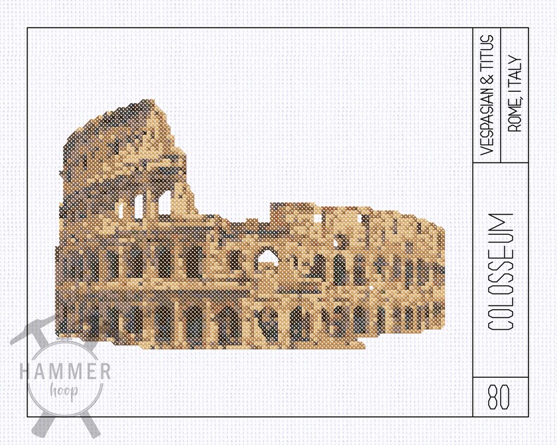 Colosseum Color Rendering Cross Stitch Pattern PDF - Etsy