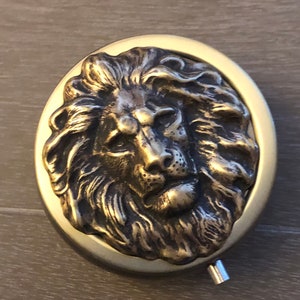 Bronze Lion Pill Box, Pill Holder, Pill Organizer, Trinket Box, Stash ...