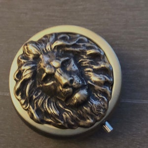 Bronze Lion Pill Box, Pill Holder, Pill Organizer, Trinket Box, Stash ...