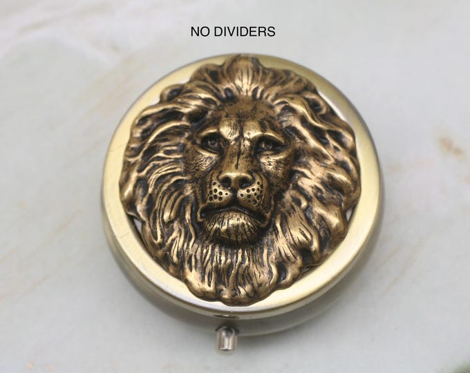 Bronze Lion Pill Box, Pill Holder, Pill Organizer, Trinket Box, Stash ...