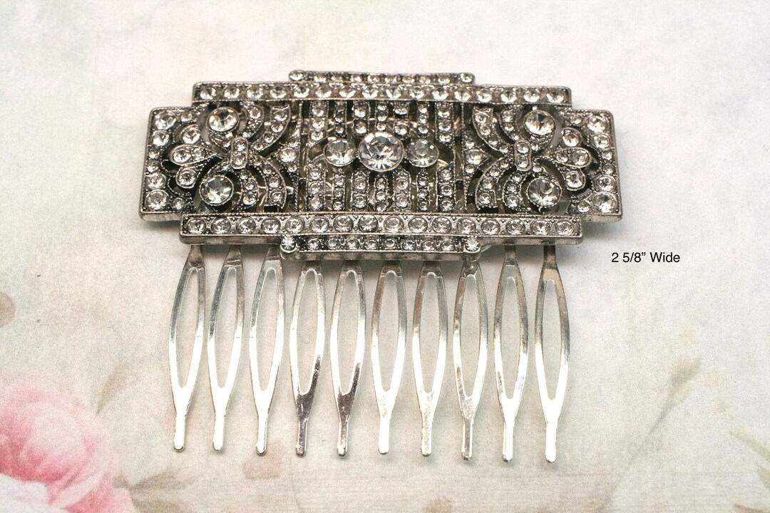 Art Deco Hair Comb- Vintage Style Hair Comb- Silver Hair Comb- Bridal ...