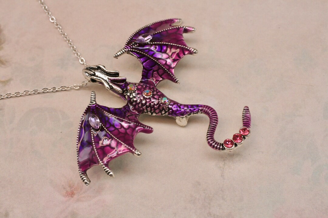 Purple Dragon Necklace Fantasy Necklace Cosplay Necklace Renaissance ...