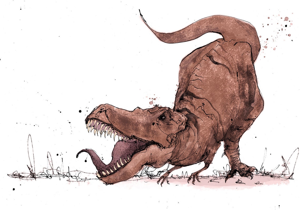 Tyrannosaurus Rex Art Print, Dinosaur Art, Dinosaur Gift, Wall Art, T ...