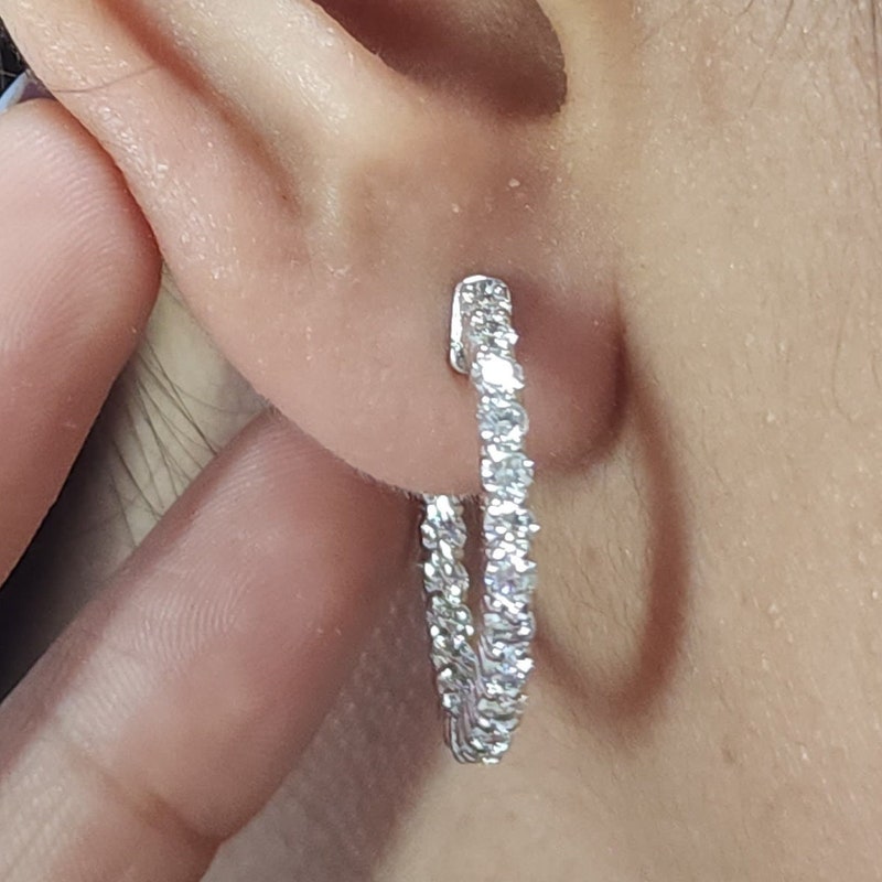 Diamond Hoop Earrings - Etsy