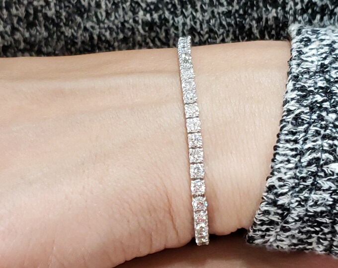 6 Ct Diamond Tennis Bracelet, 14K Gold Diamond Bracelet, 14kt Gold ...