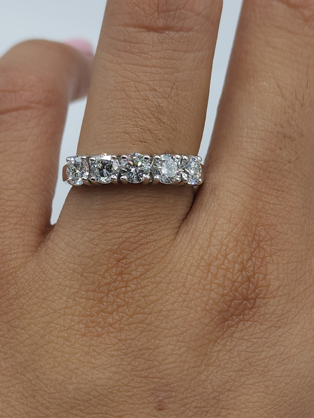 1.25 Ct Diamond Ring, 14K Gold 5 Stone Diamond Ring, Lab Grown Diamond ...